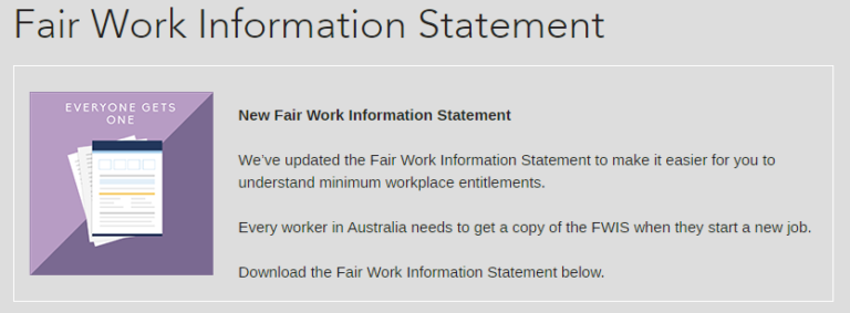 New Fair Work Information Statement available - NANA